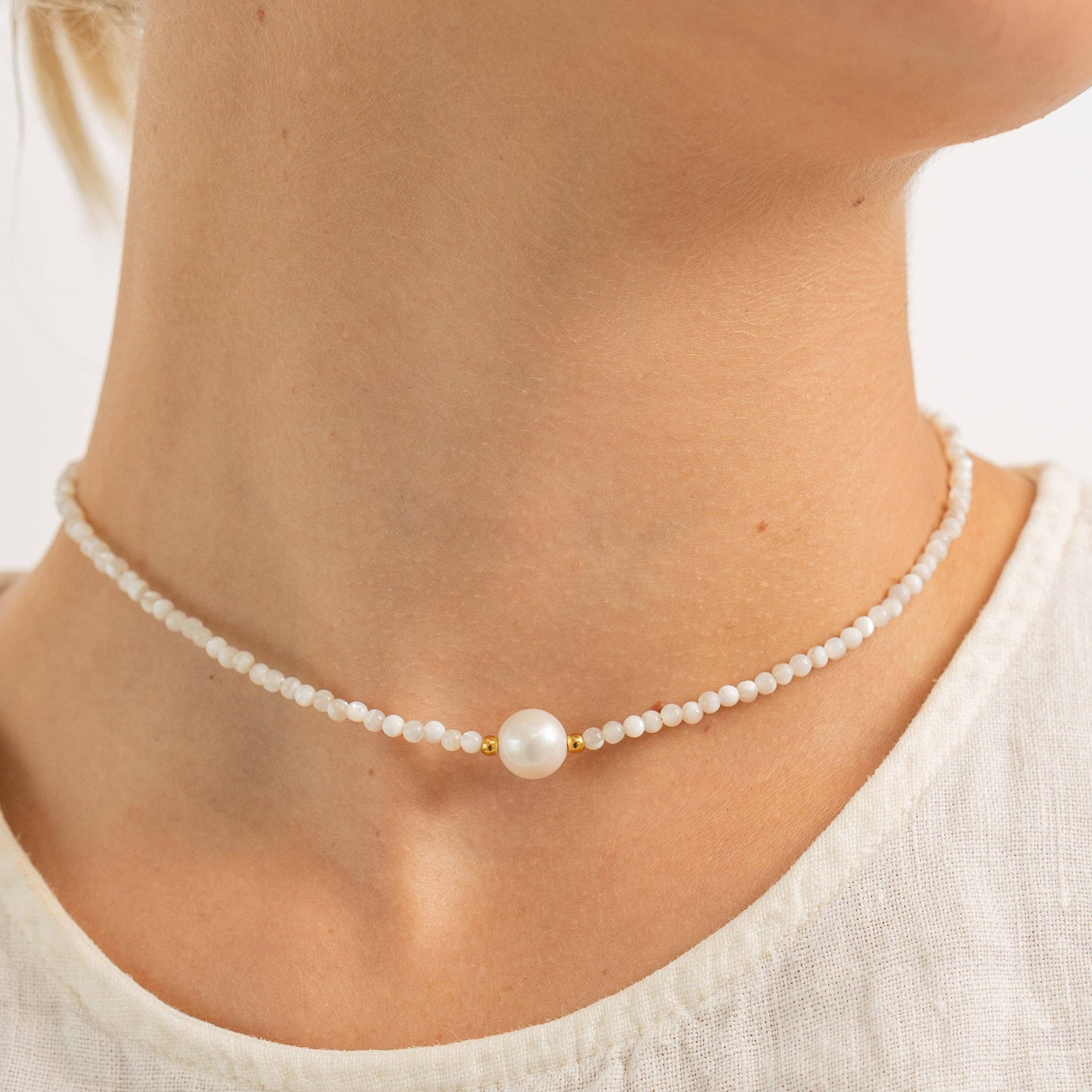 White Thin Pearls Necklace – shopharvestmoonhome